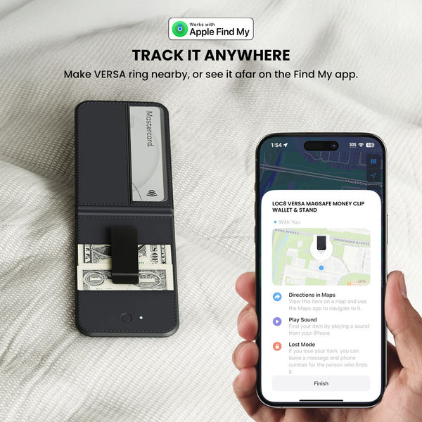 LOC8 VERSA Money Clip MagSafe Finder Wallet and Stand